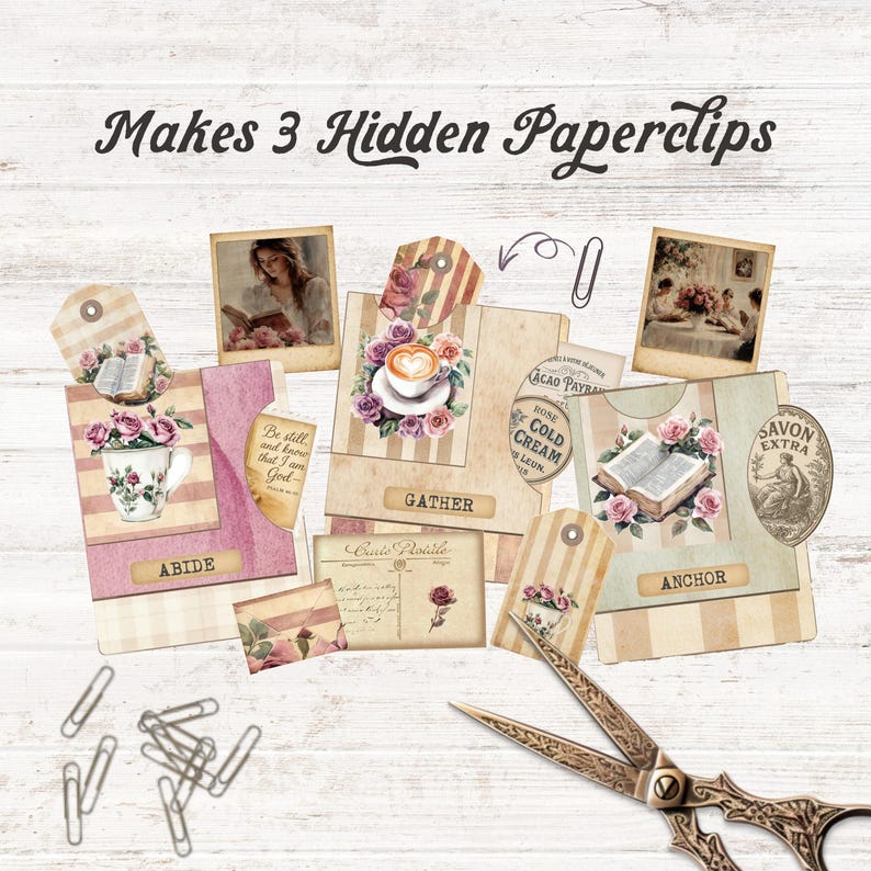 Vintage Hidden Paperclips Printable, Faith Hidden Paperclip Pocket ...