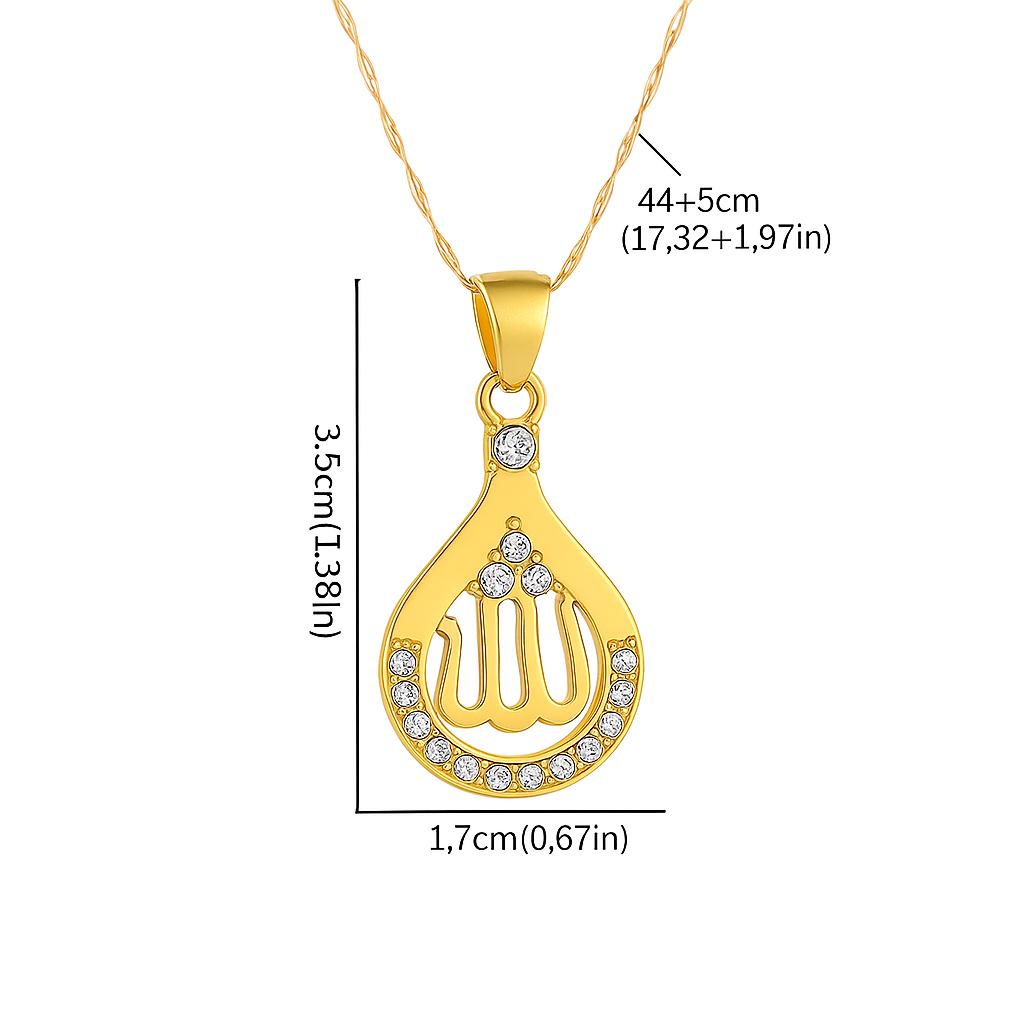 Allah Arabic Calligraphy Necklace – Teardrop Pendant in Gold or Silver ...