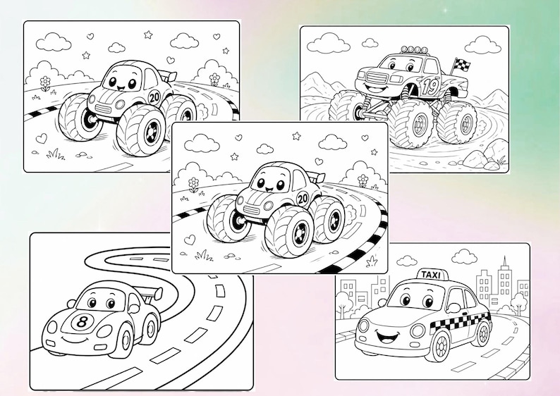 Calm Racing Cars Coloring Book for Kids | Bold Easy ADHD Coloring Pages ...