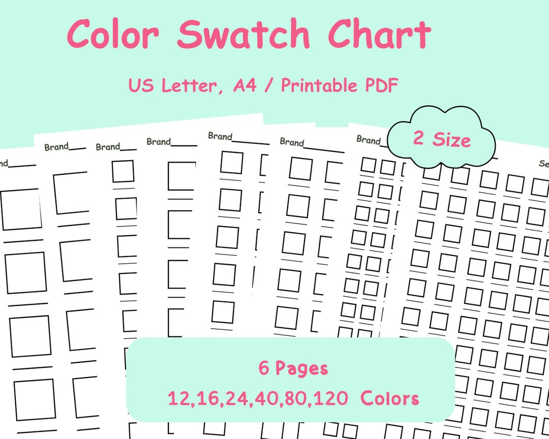 Printable Color Swatch Chart | Marker & Paint Swatch Template | Copic ...