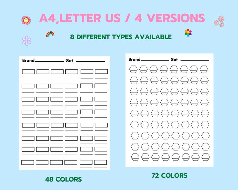 Printable Color Swatch Chart | Marker & Paint Swatch Template | Copic ...
