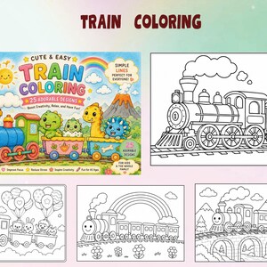 Train Coloring Pages for Kids | Cute Easy Coloring Book | Bold Simple ...
