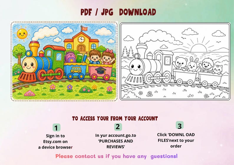 Train Coloring Pages for Kids | Cute Easy Coloring Book | Bold Simple ...
