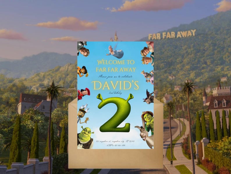 Shrek Birthday Theme Digital Invitation Template - Etsy