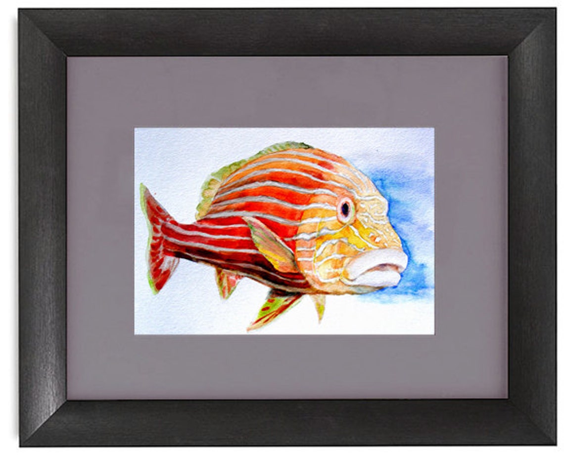 The Red Fish -print From Original Watercolor Painting, Holiday Present ...