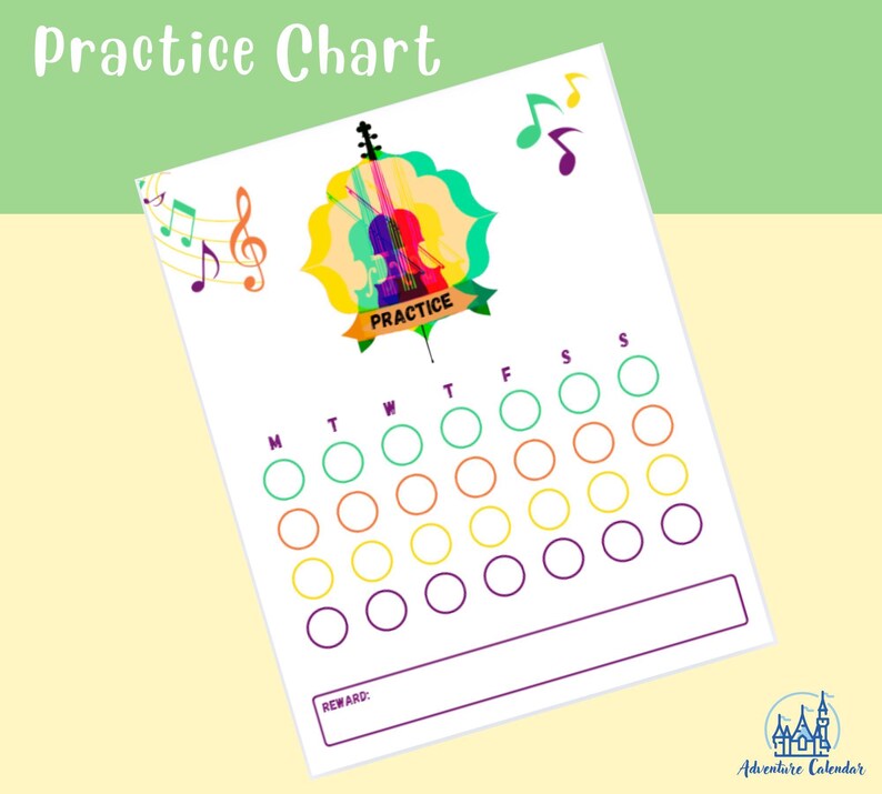 Printable Music Practice Chart – 4 Week Tracker for String Instrument ...