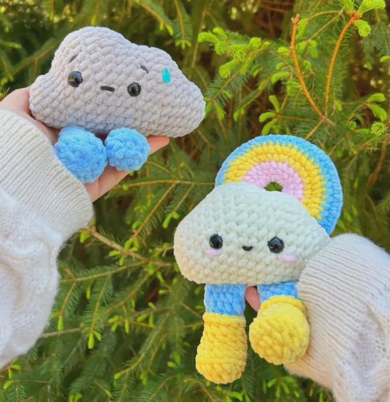 Happy & Sad Cloud Handmade Crochet Pattern - Etsy
