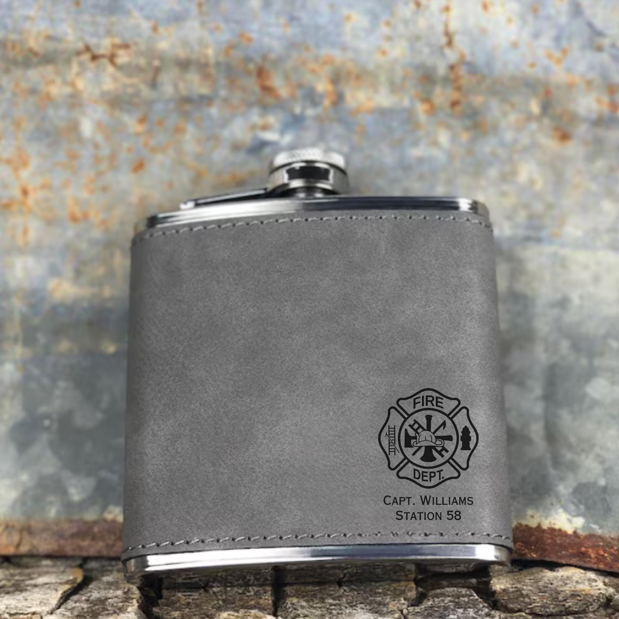 Personalized Firefighter Leather Flask, Fireman Retirement Gifts ...