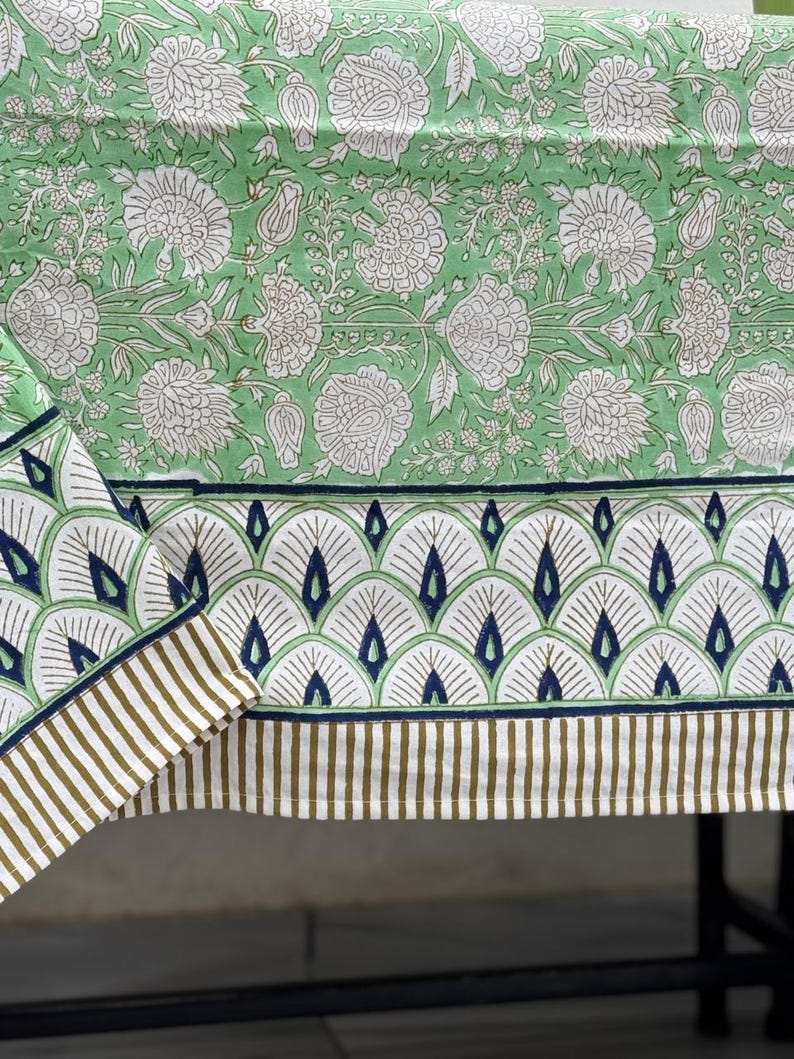 Sage Green Floral Boho Vintage Tablecloth Rectangle /square /round ...
