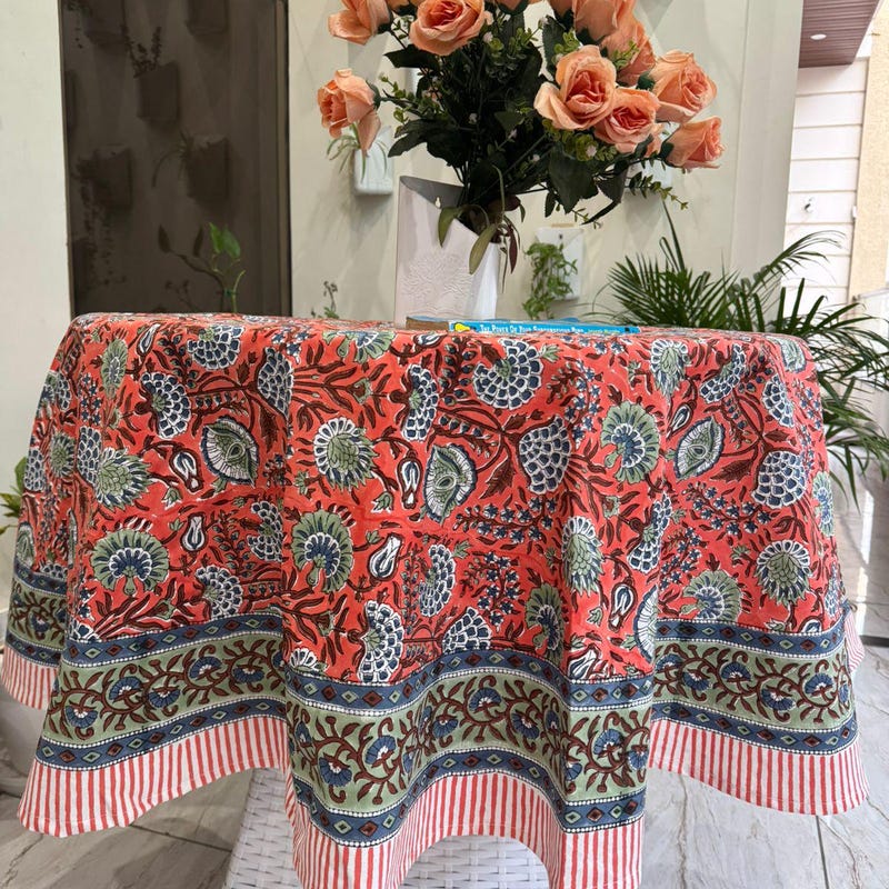 Hand Printed Tablecloth - Etsy