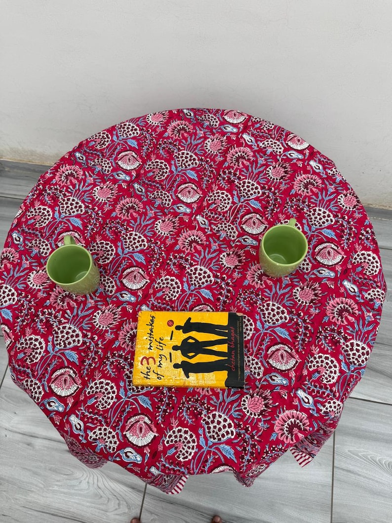 Floral Block Print Cotton Tablecloth: Boho Farmhouse Dining Cover - Etsy UK