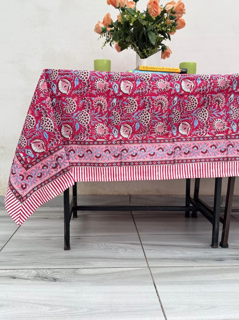 Vintage Cotton Boho Floral Design| Dining Table Cover | Square ...