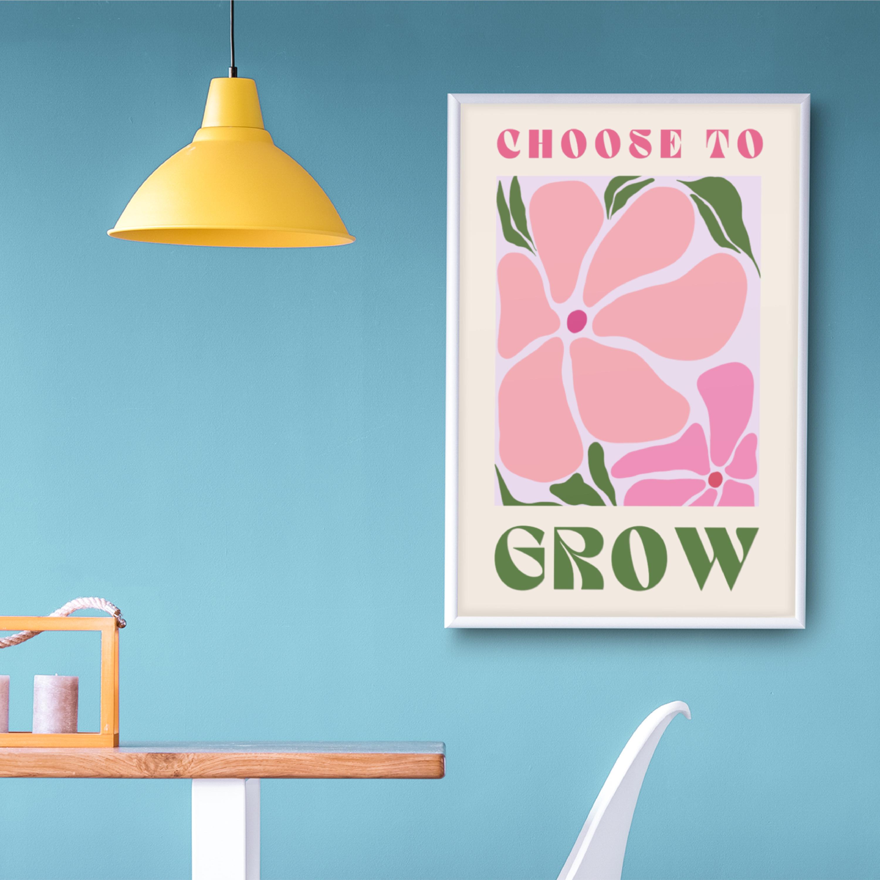 Choose to Grow Wall Art – Self Growth Printable Poster, Digital Floral ...