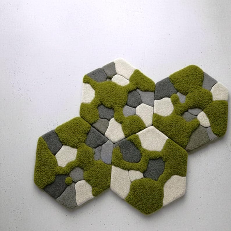 Buy Moss Green Modular Rug – Puzzle Floor Mat, Zen Decor Online in ...