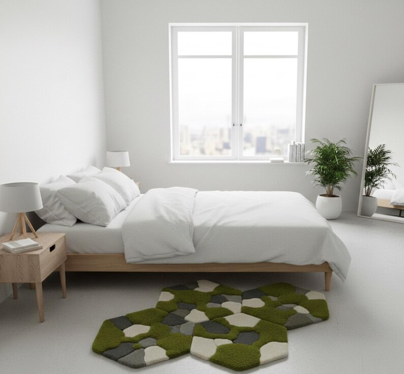 Buy Moss Green Modular Rug – Puzzle Floor Mat, Zen Decor Online in ...