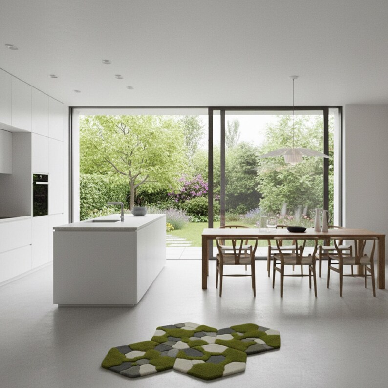 Buy Moss Green Modular Rug – Puzzle Floor Mat, Zen Decor Online in ...