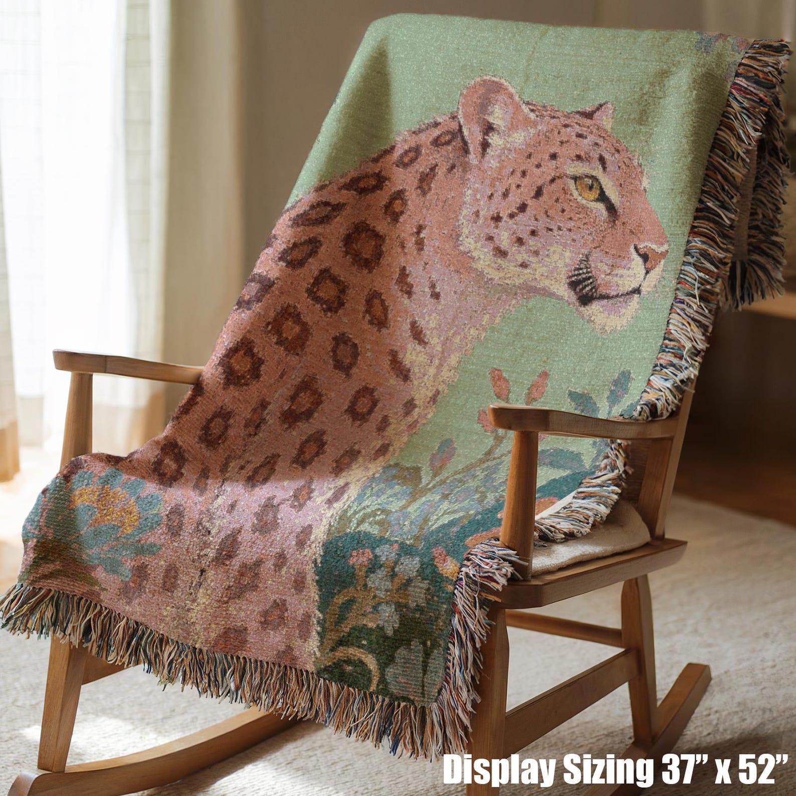 Floral Cheetah Throw Gift, Pastel Pink Leopard Blanket, Jungle ...