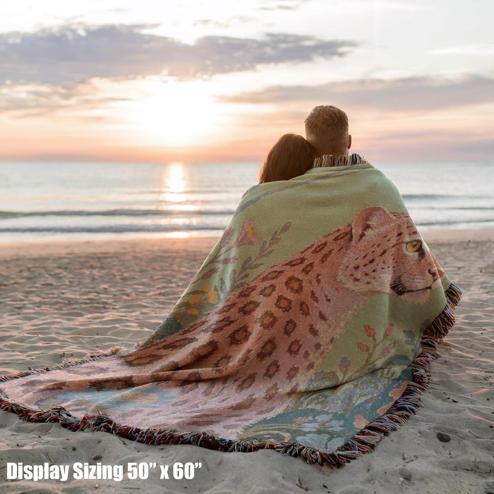 Floral Cheetah Throw Gift, Pastel Pink Leopard Blanket, Jungle ...