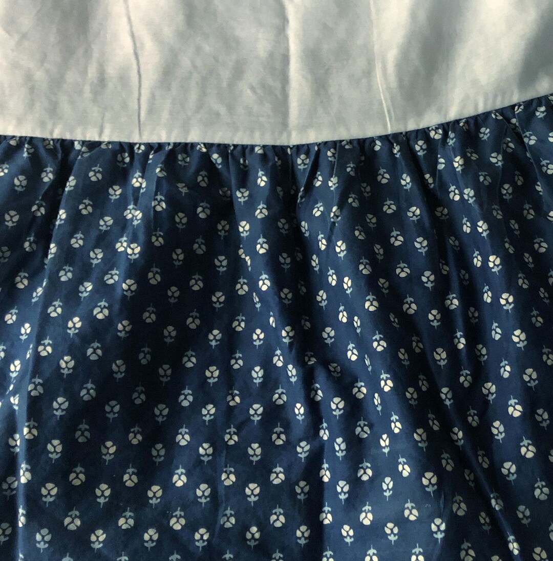 Vintage Ralph Lauren Cote D'azur INDIGO Floral CAL KING Size Dust ...