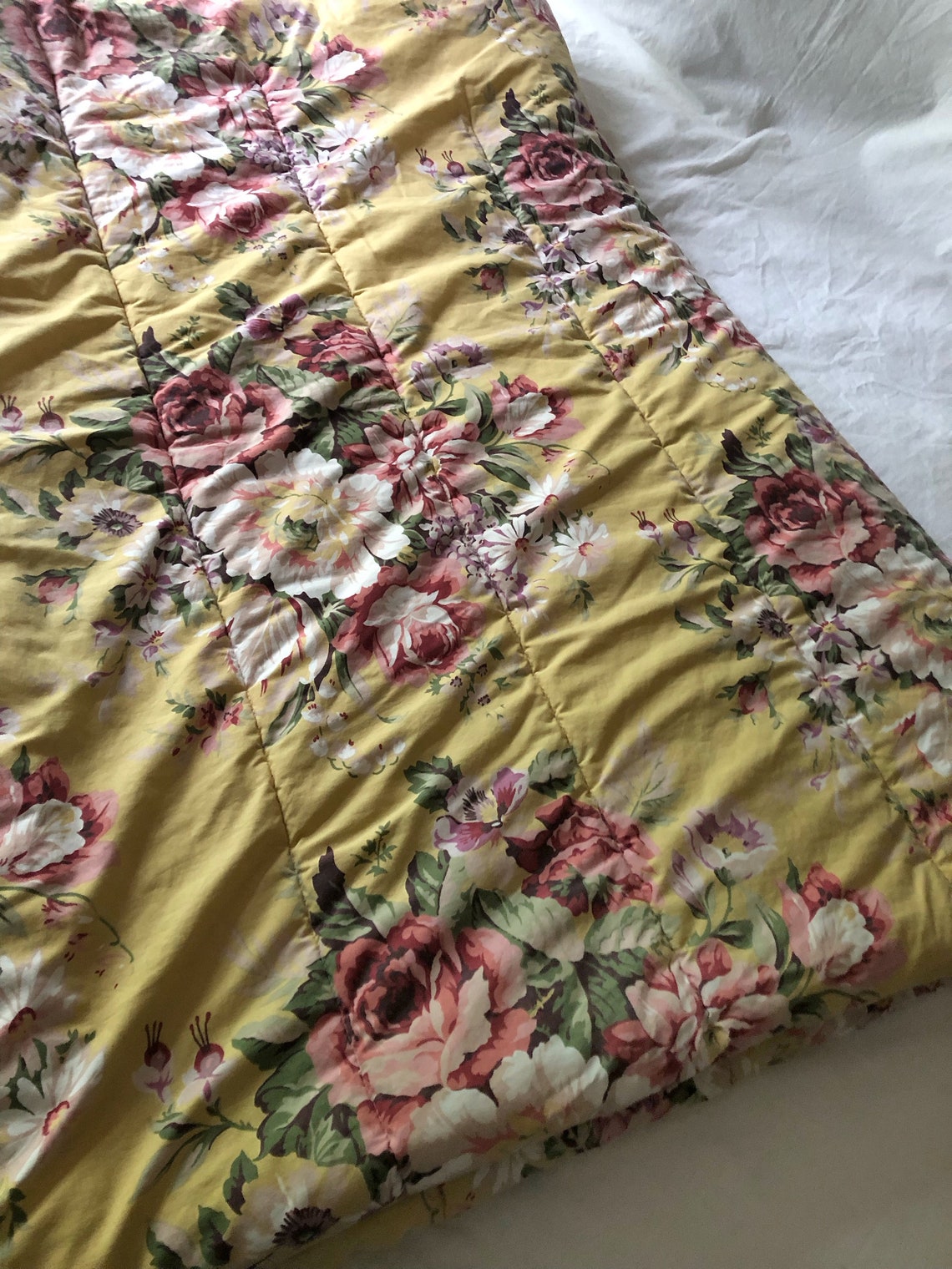 RALPH LAUREN Sophie Brooke Floral Cabbage Rose Twin Comforter Retired ...