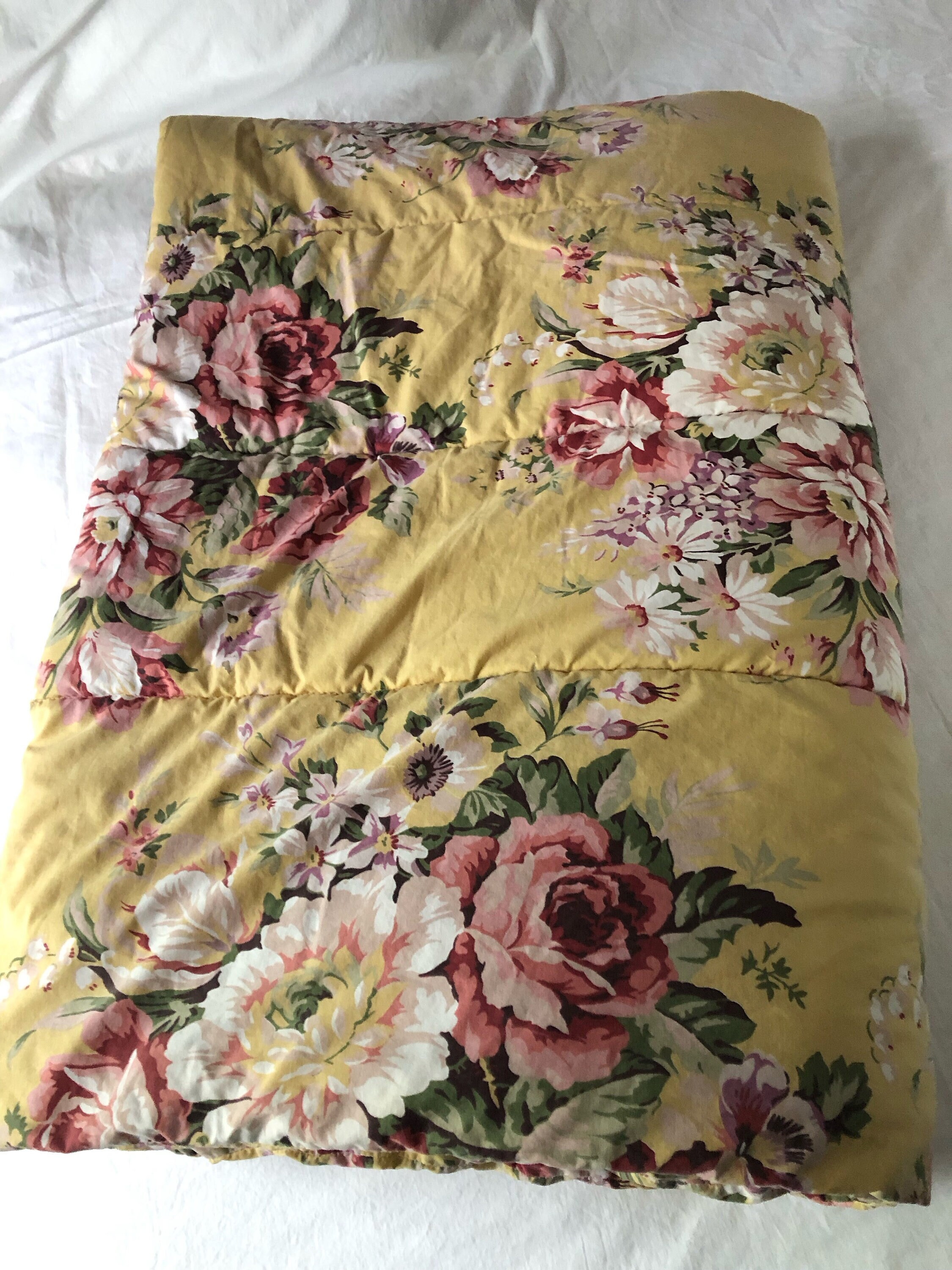 RALPH LAUREN Sophie Brooke Floral Cabbage Rose Twin Comforter Retired ...