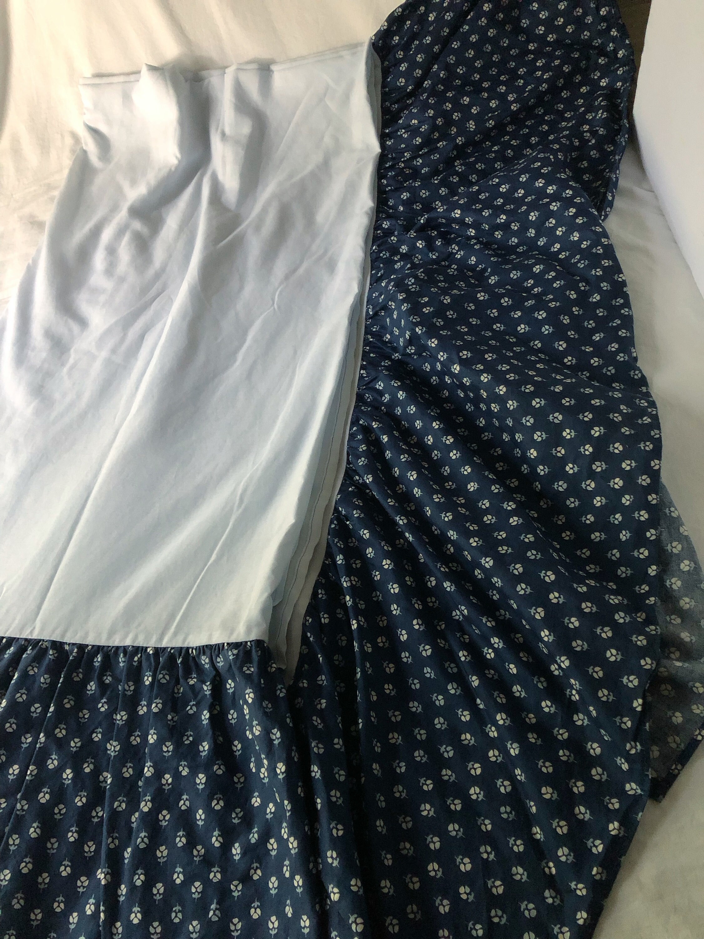 Vintage Ralph Lauren Cote D'azur INDIGO Floral CAL KING Size Dust ...