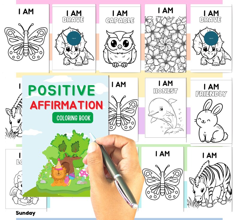 Positive Affirmation Coloring Pages for Kids | Printable Self-esteem ...