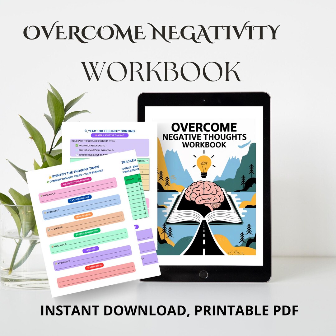 Overcome Negative Thoughts Workbook | CBT Printable for Anxiety ...