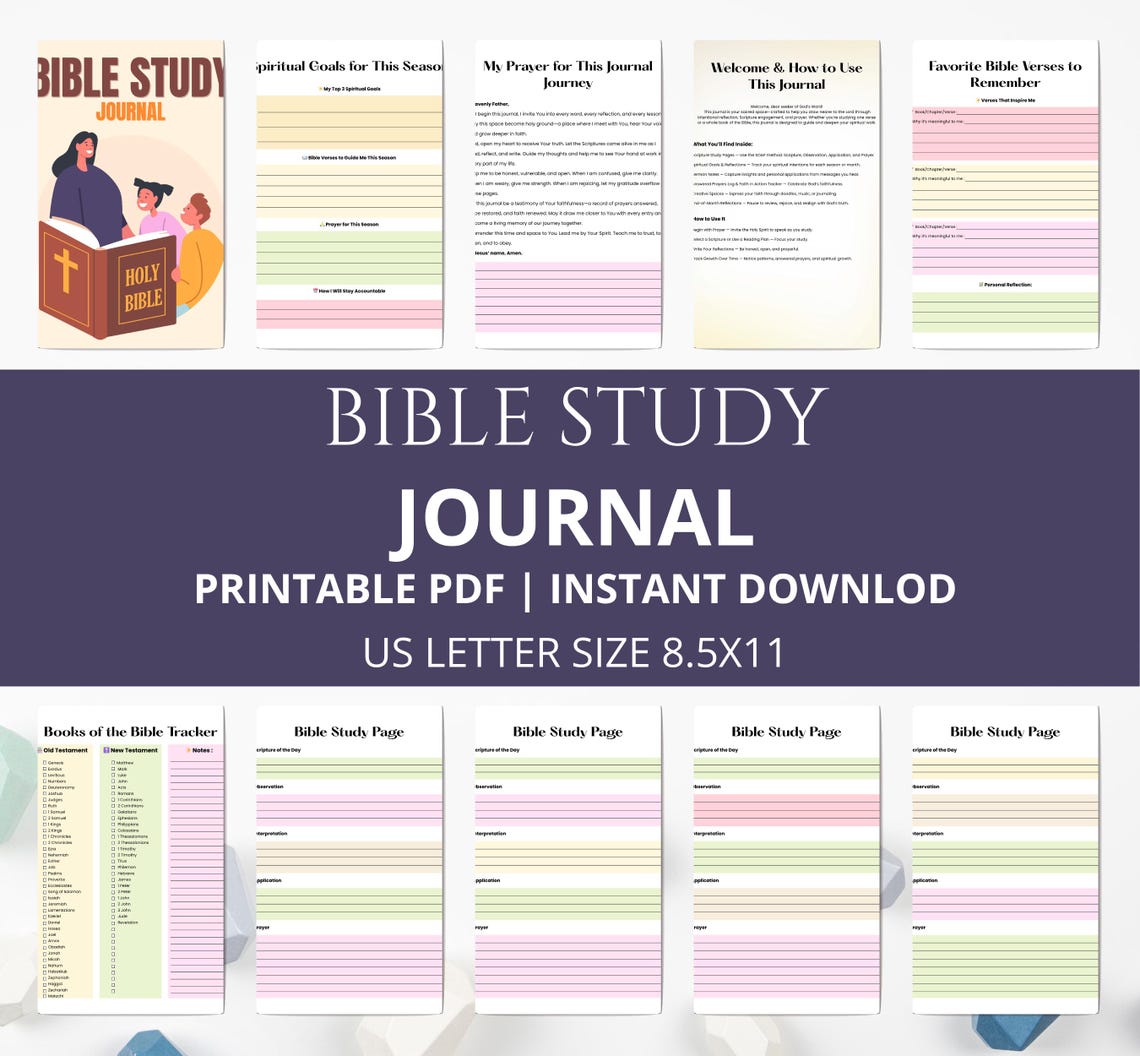 Bible Study Journal | Printable Faith Planner for Scripture Study ...