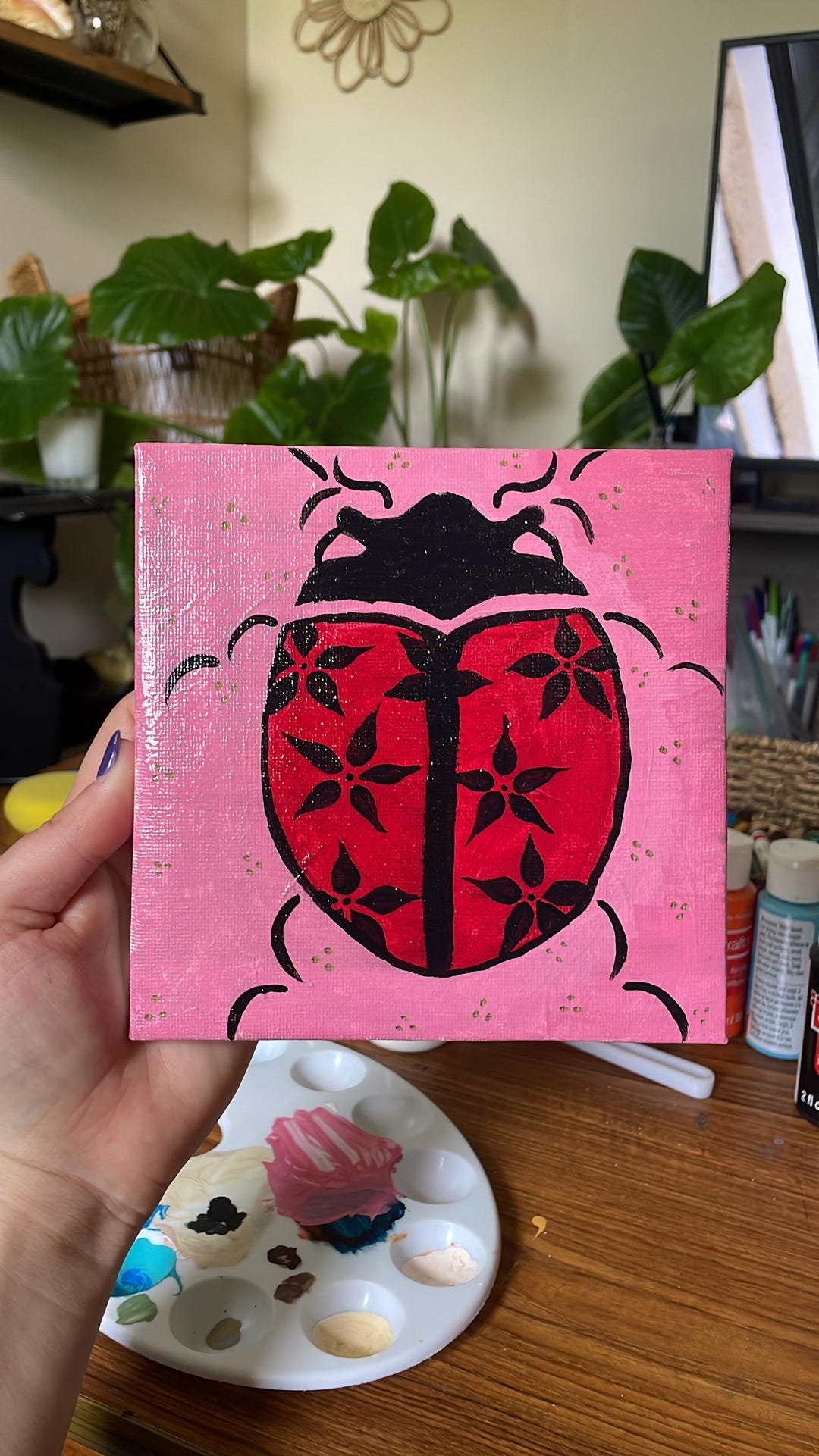 Lady Bug Wall Art- Original Painting - Etsy