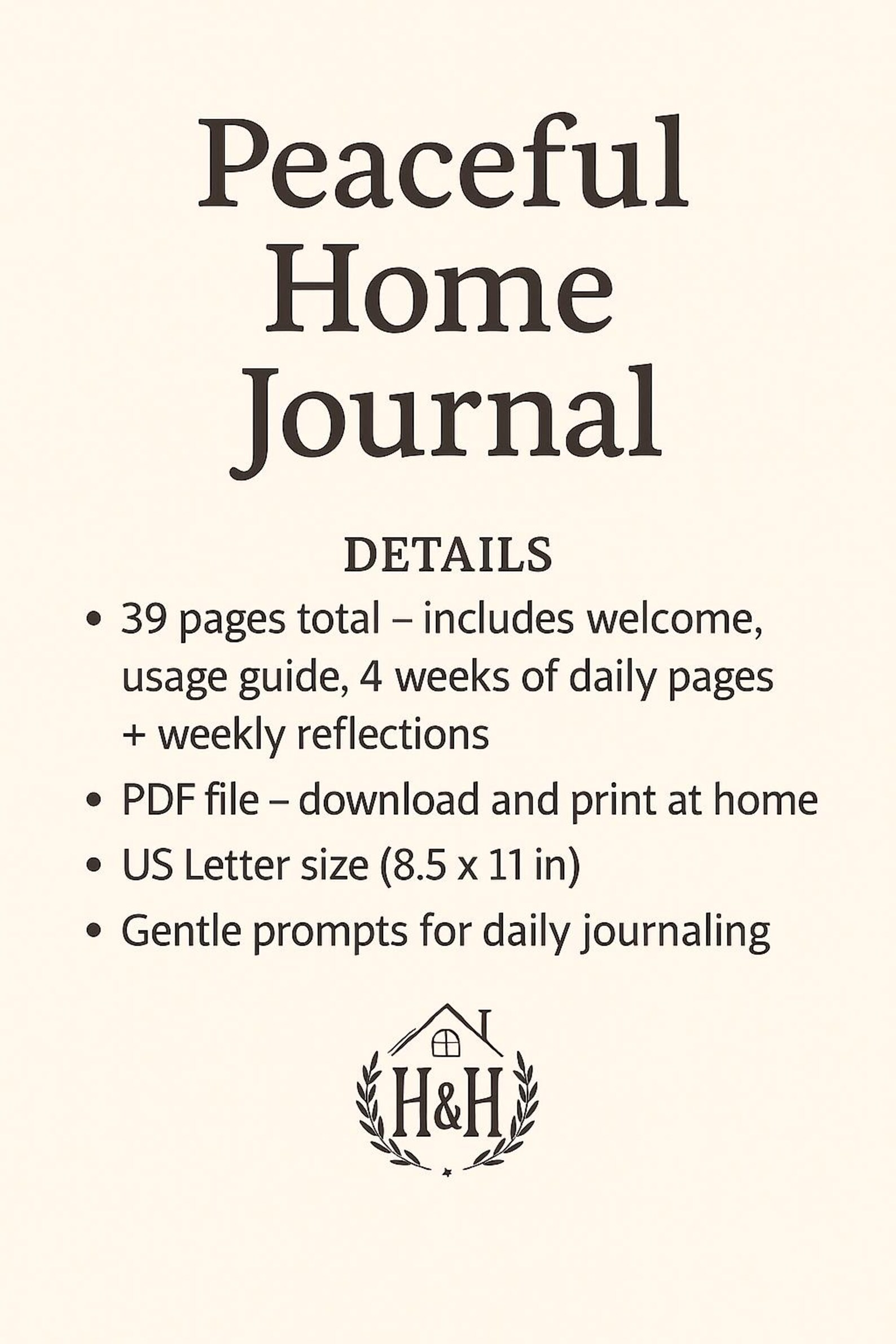 Peaceful Home Journal – Printable Daily Pages for Slow Living, Gentle ...