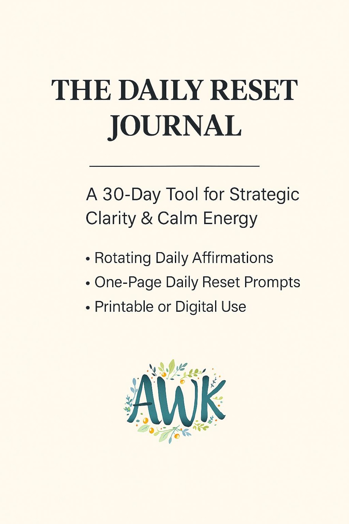 Daily Reset Journal Printable PDF | Calm Start Planner | Mindset ...