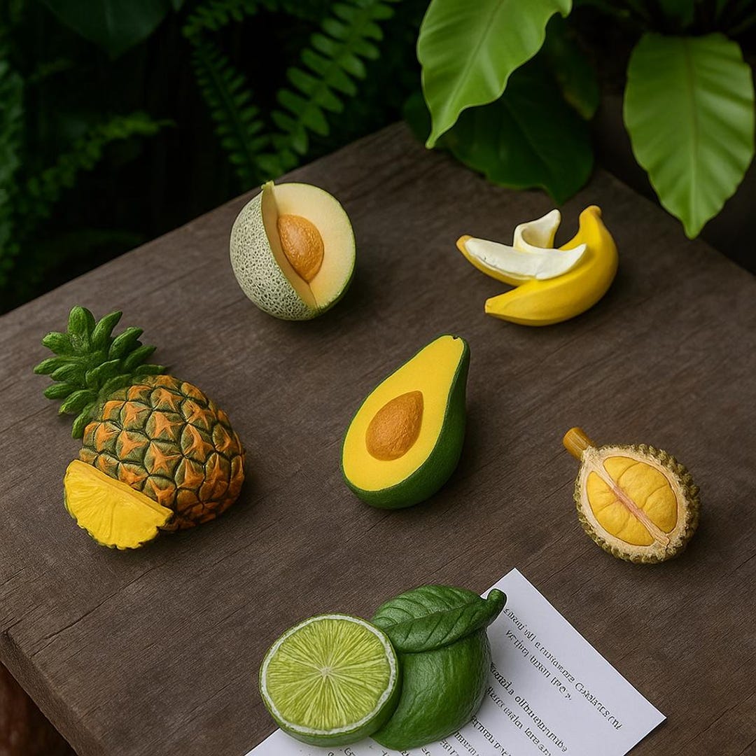 Fruit-themed Fridge Magnet Collection - Avocado, Pineapple, Durian ...