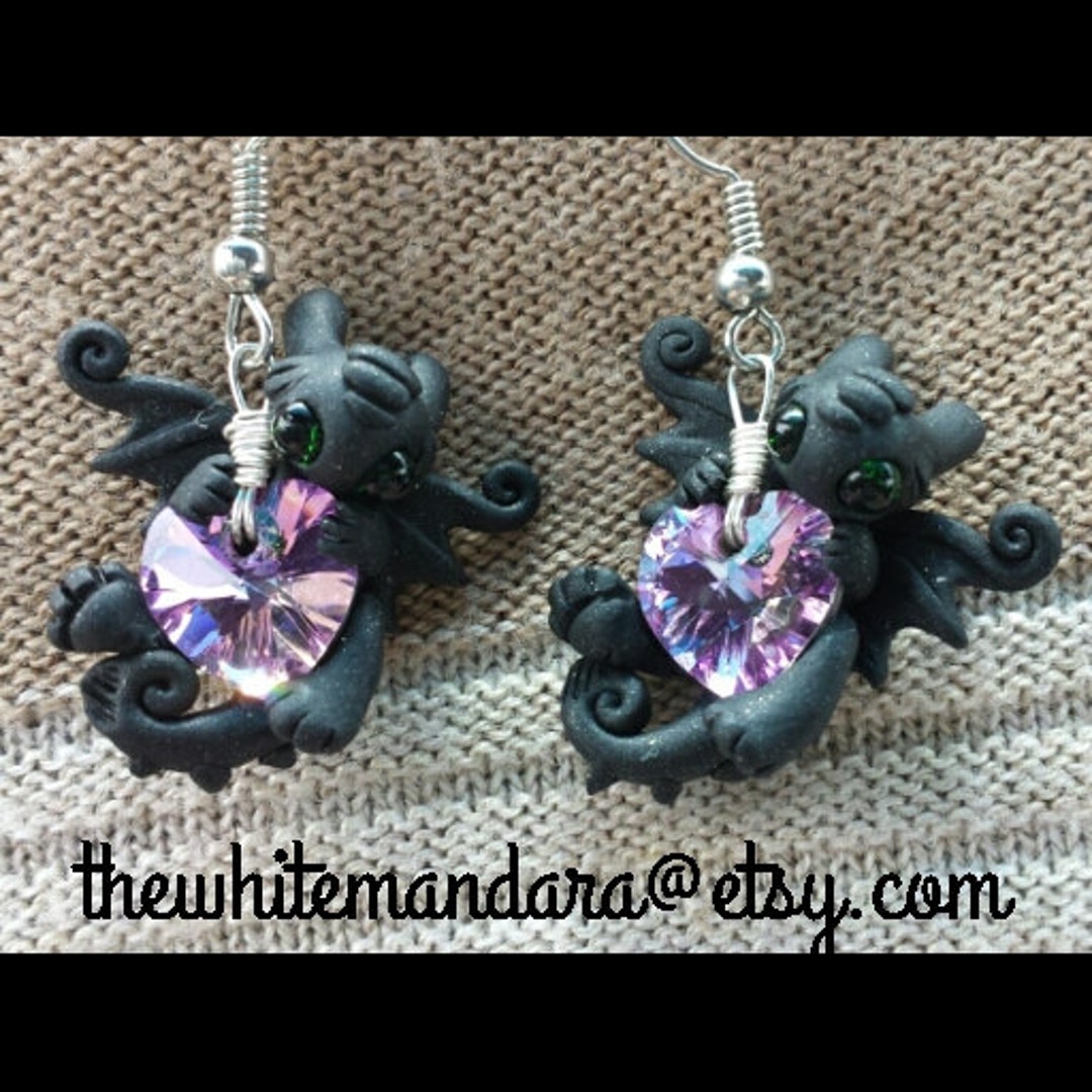 Toothless Purple Heart Night Fury Earrings Easter Gift Mother's Day ...