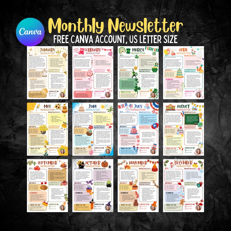 Seasonal Newsletter Template: Editable School PTO/PTA Flyer (canva ...