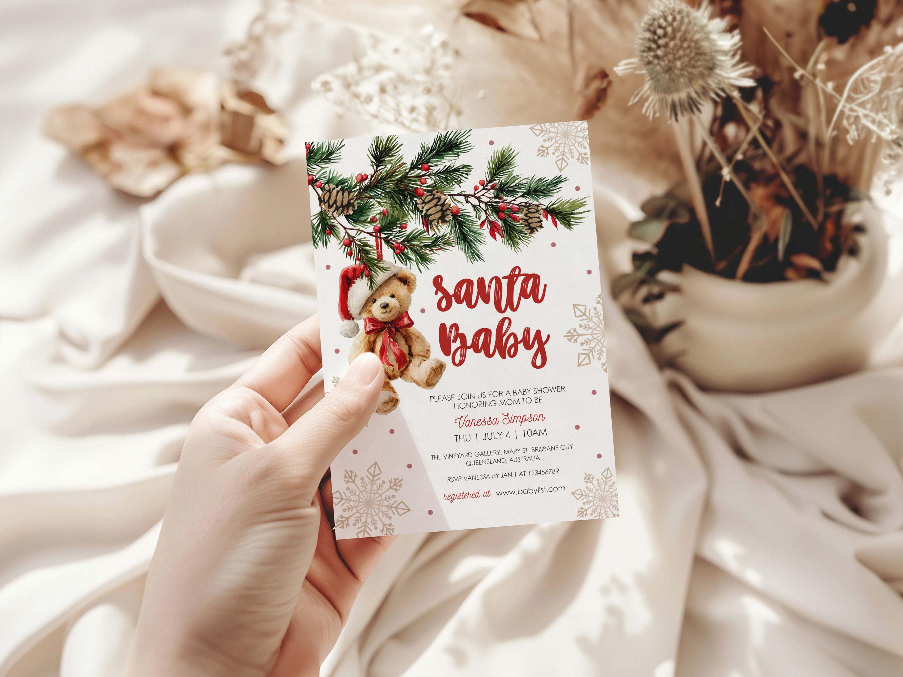 Santa Baby Shower Invitation Template: Winter Christmas Theme (canva ...