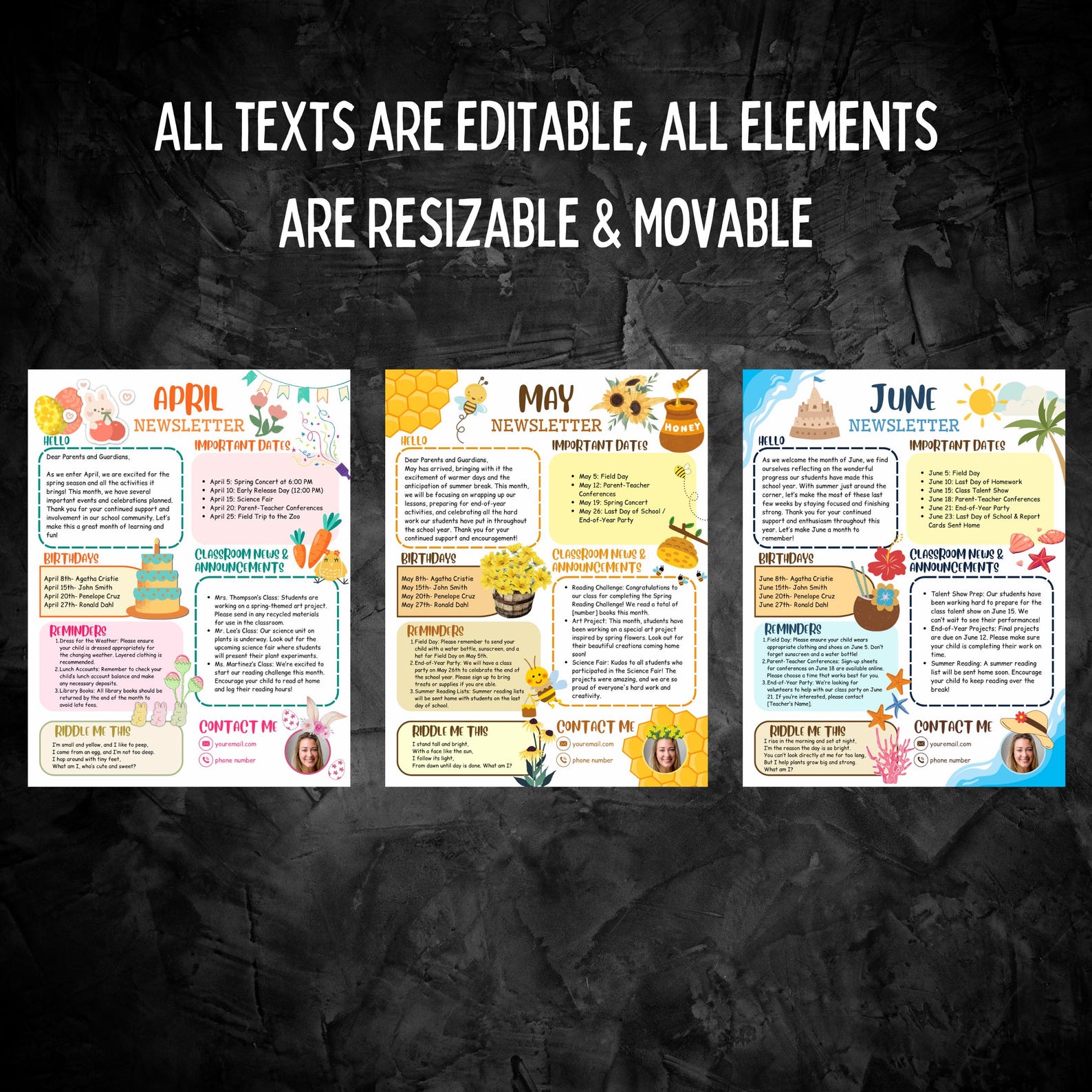 Seasonal Newsletter Template: Editable School PTO/PTA Flyer (canva ...