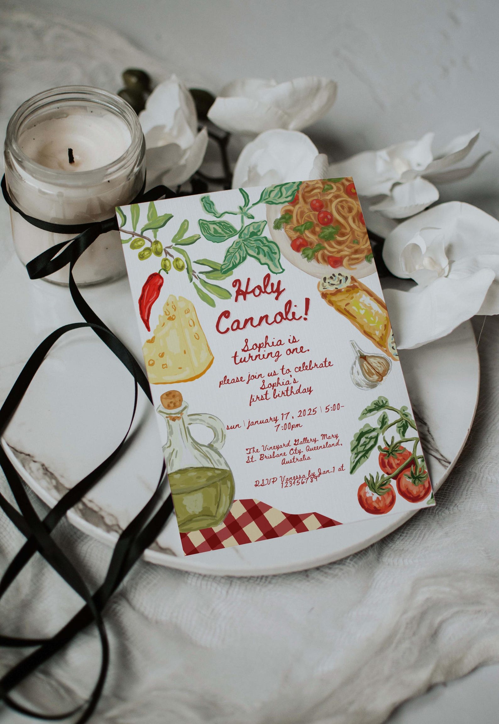 Holy Cannoli First Birthday Invitation Template Italian Theme ...