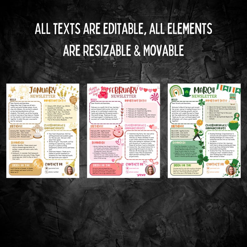 Seasonal Newsletter Template: Editable School PTO/PTA Flyer (canva ...