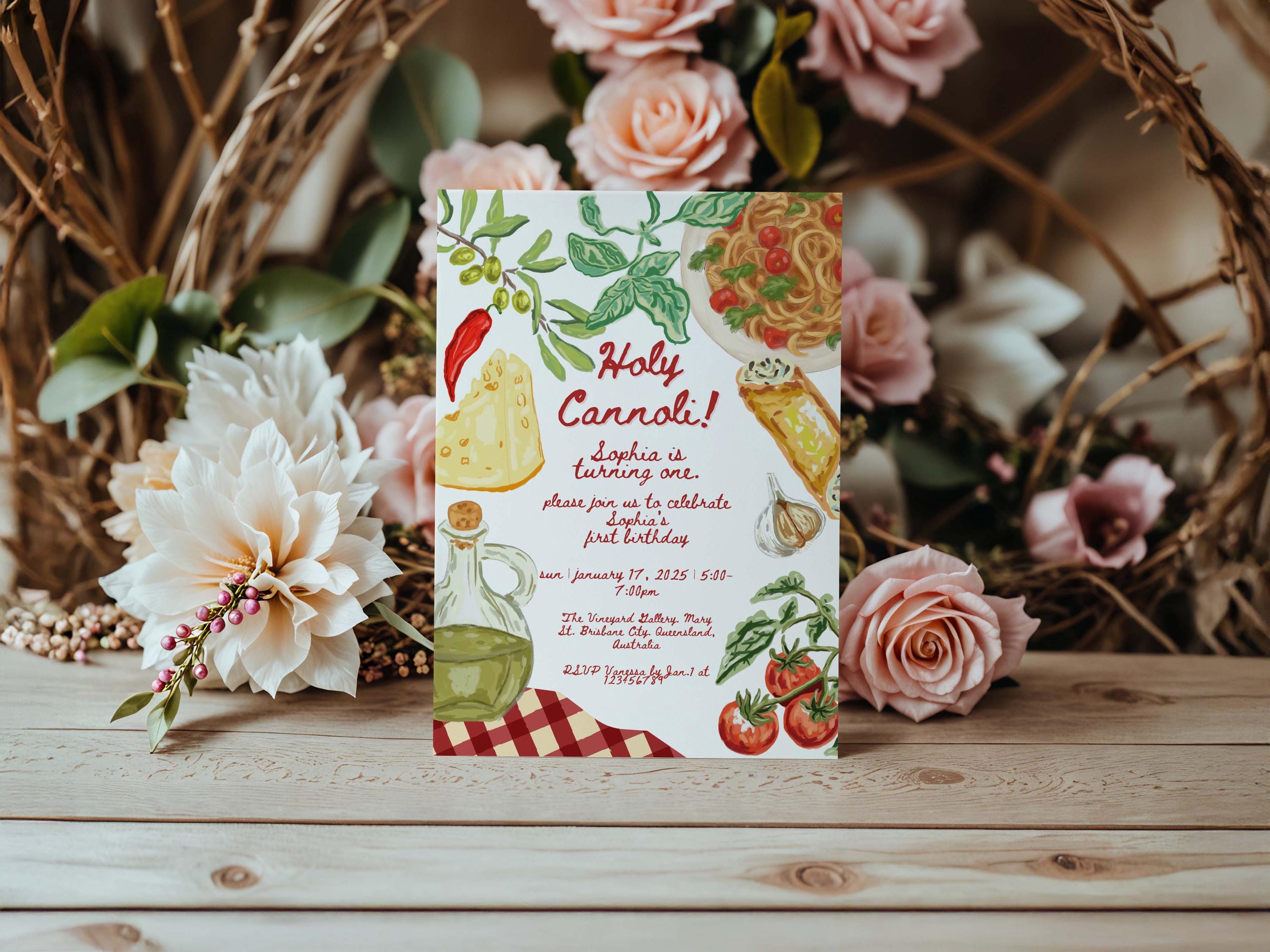 Holy Cannoli First Birthday Invitation Template Italian Theme ...