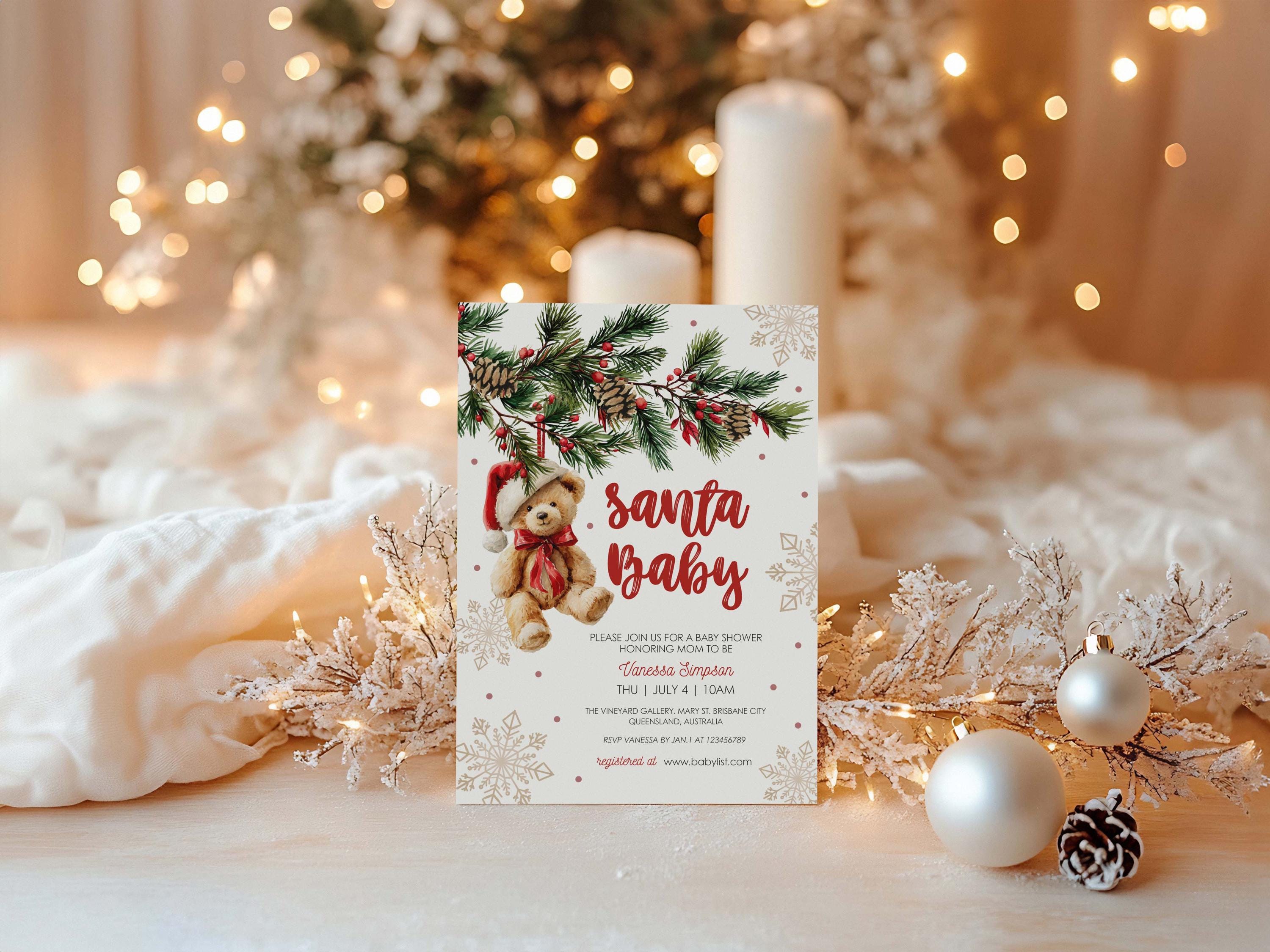 Santa Baby Shower Invitation Template: Winter Christmas Theme (canva ...