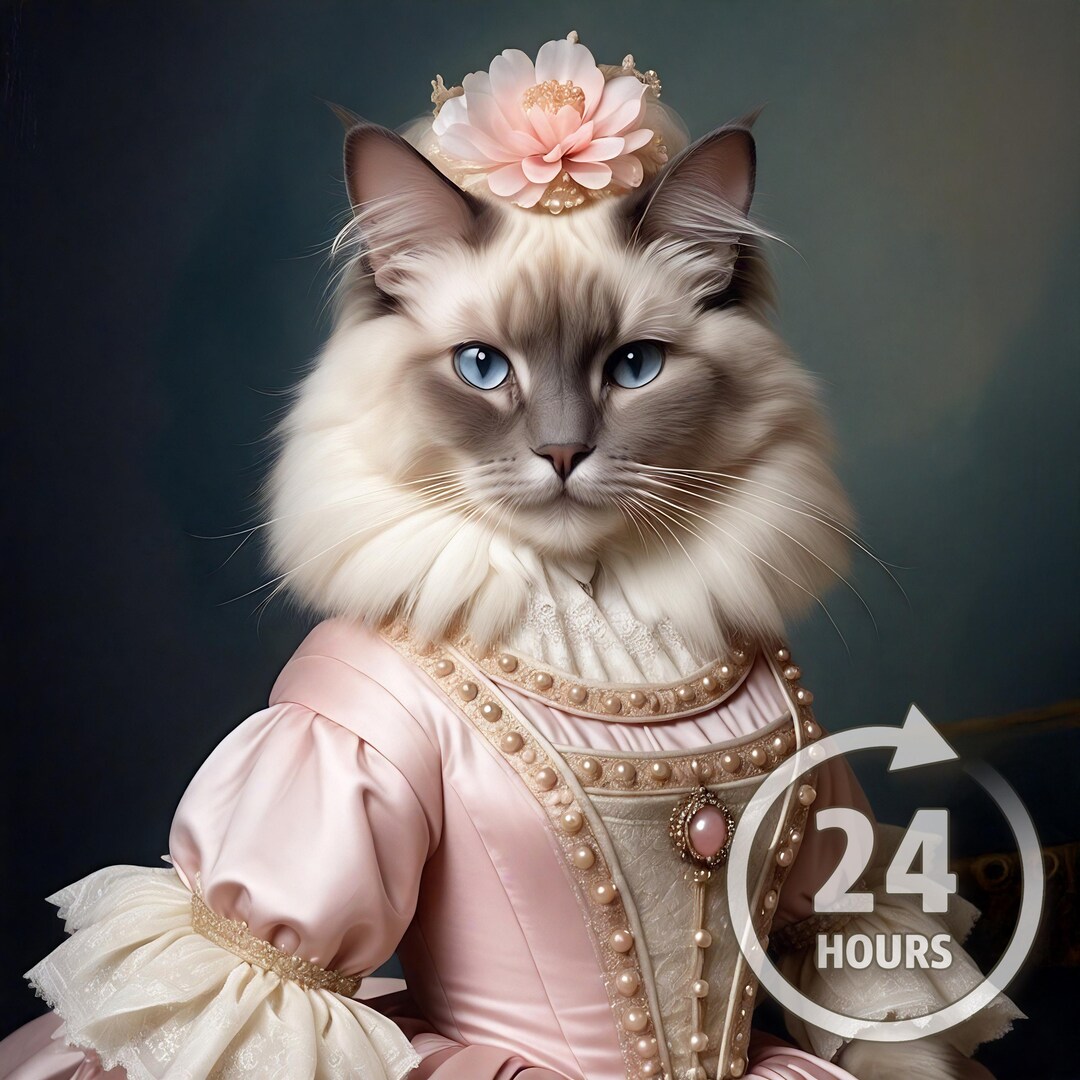 Custom Rococo Cat Portrait: Funny Royal Pet Art (digital Download ...