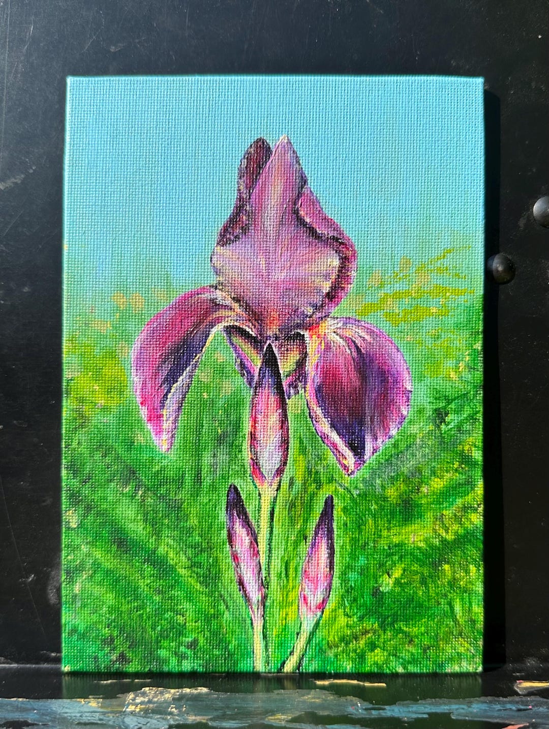 Iris -acrylic Painting on Canvas Board 5x7 - Etsy