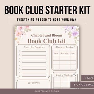 Floral Book Club Kit Printable & Canva Template | Pastel Reading ...