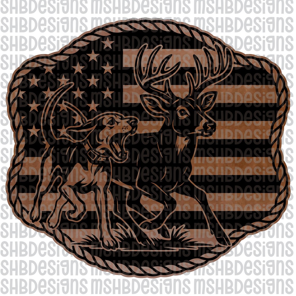 Deer Dog Hunt SVG PNG | Hound Chasing Buck American Flag Cut File ...