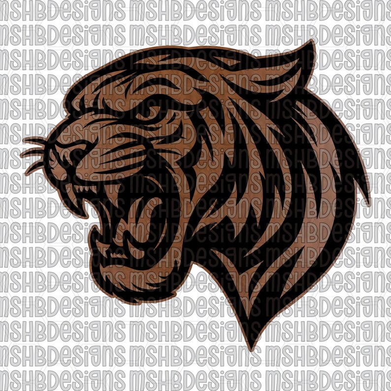 Roaring Tiger Head SVG PNG – Mascot Line Art for Engraving, Hat Patches ...