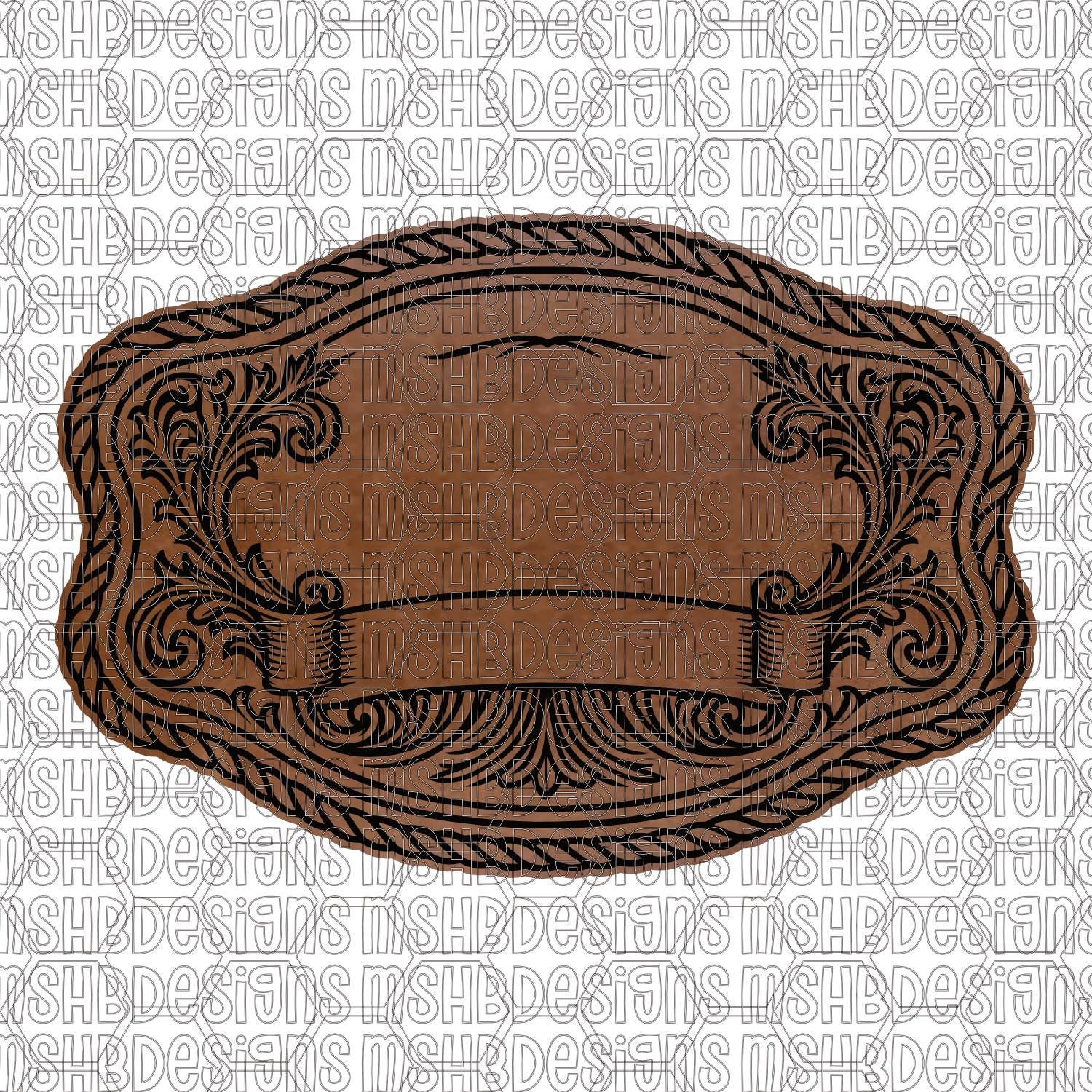 Blank Western Belt Buckle Svg Png Eps Dxf Pdf – Rope Frame Patch Design ...