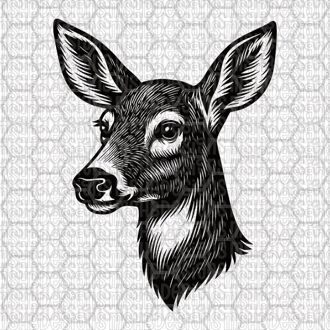Whitetail Doe SVG PNG DXF Eps Pdf Engraving-style Deer Head | Female ...
