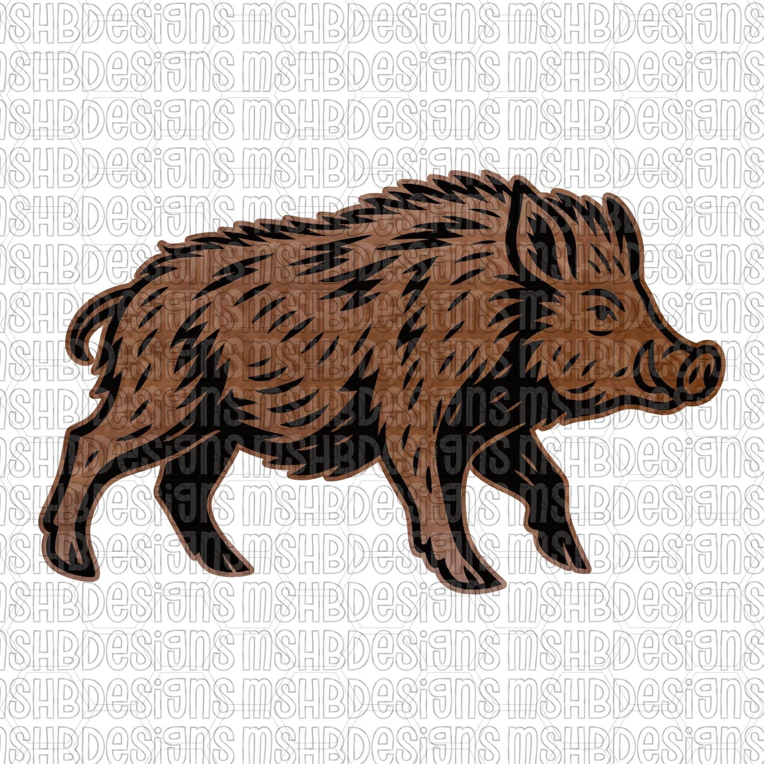 Wild Hog SVG PNG | Boar Laser Engraving File | Southern Razorback Patch ...