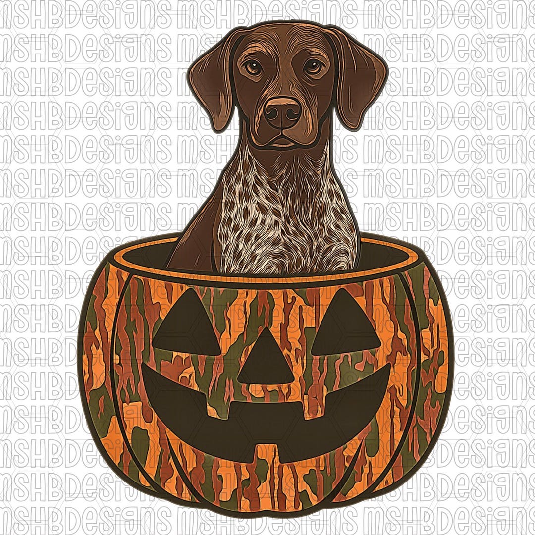 German Shorthaired Pointer Halloween PNG Pdf | Camo Pumpkin Dog Design ...